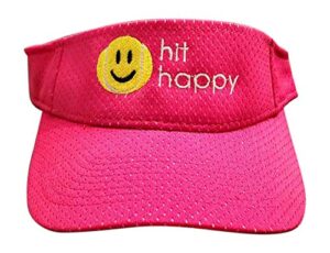 tennis happies tennis visor hit happy, adjustable strap, perfect for on the court or off (pink), one size