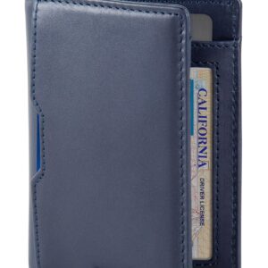 SERMAN BRANDS - Wallets for Men Slim Mens leather RFID Blocking Minimalist Card Front Pocket Bifold Travel Thin (Luxe Blue 5.0)