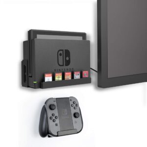 monzlteck wall mount for switch+controller mount,compatible with oled version,game card holder,solid metal