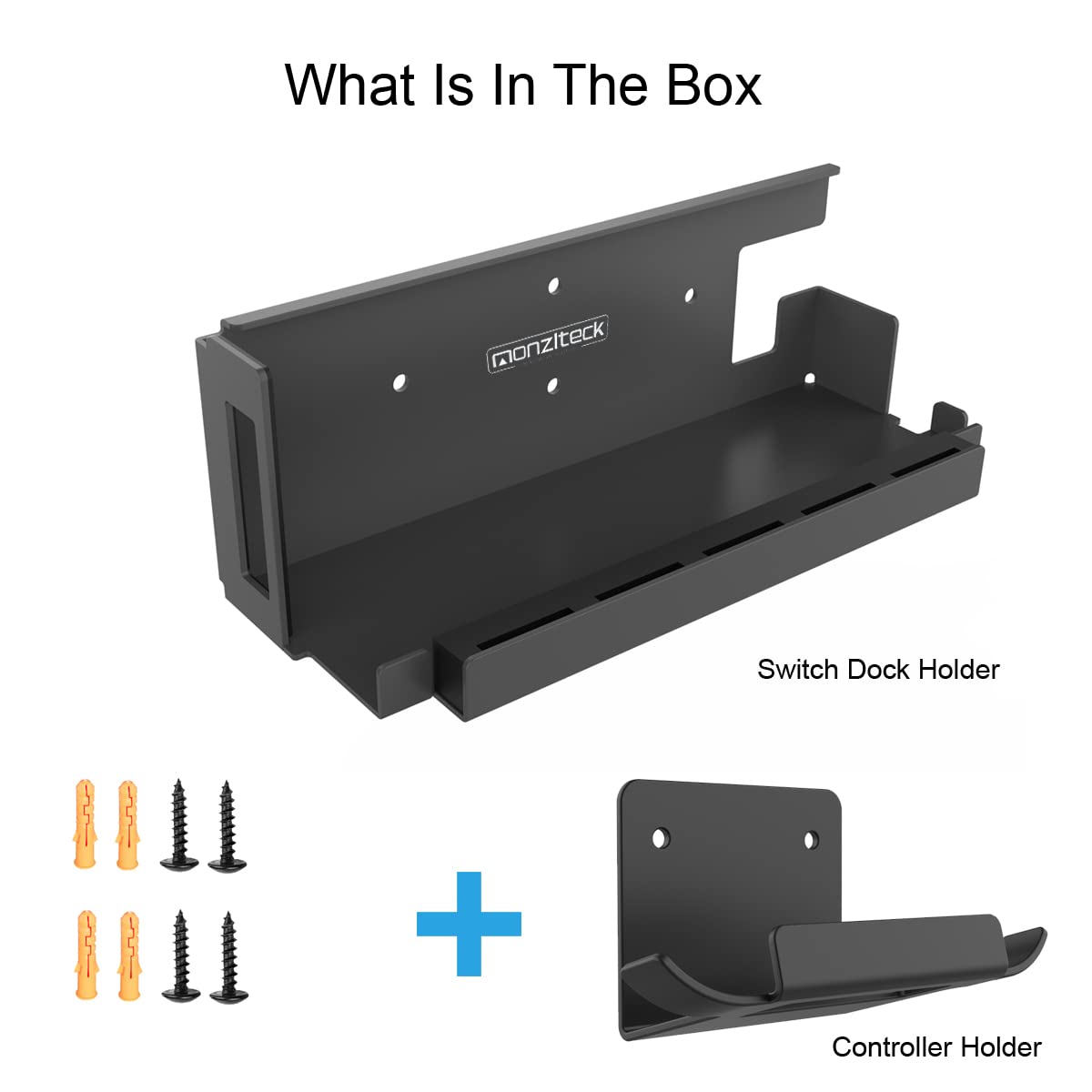 Monzlteck Wall Mount for Switch+Controller Mount,Compatible with OLED version,Game Card Holder,Solid Metal