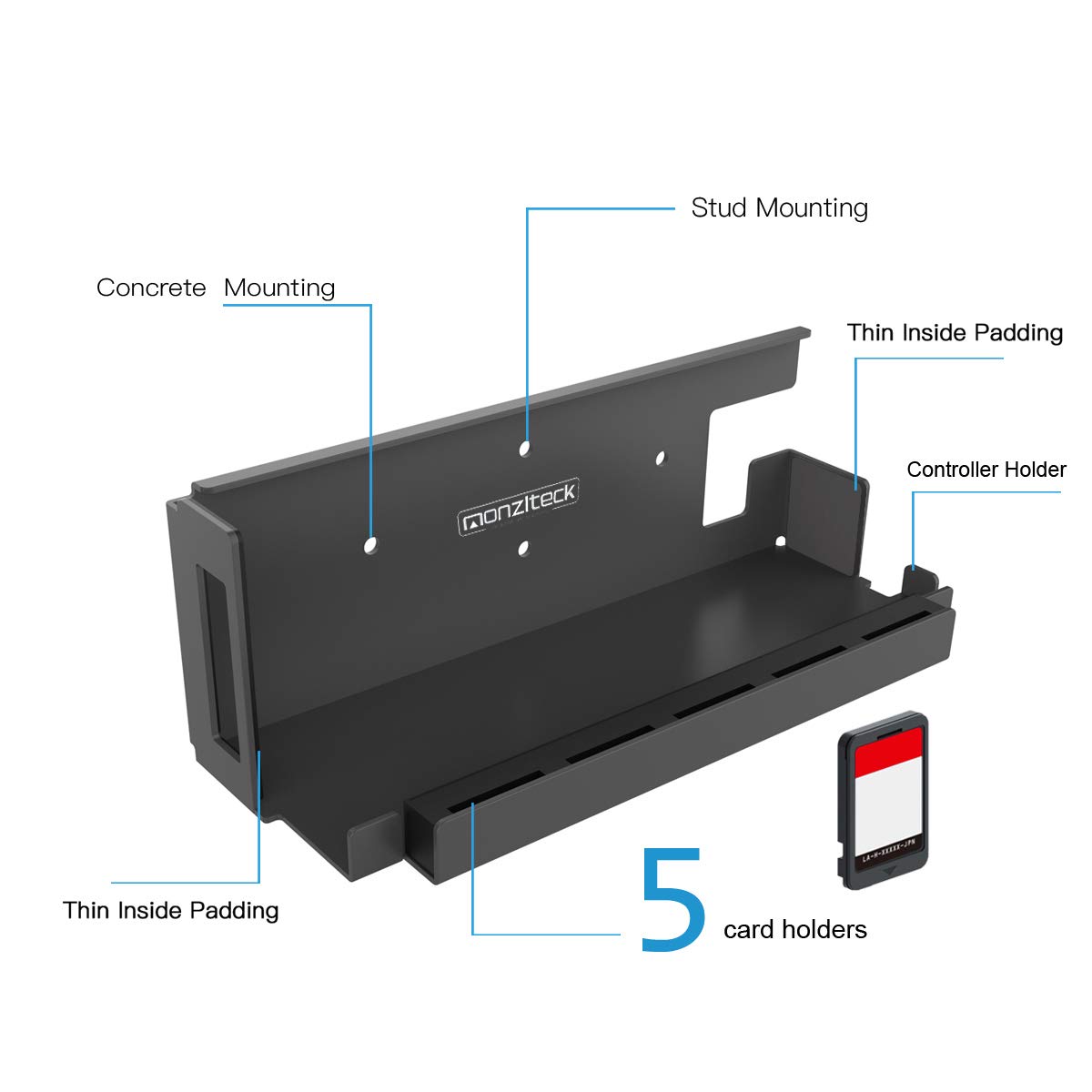 Monzlteck Wall Mount for Switch+Controller Mount,Compatible with OLED version,Game Card Holder,Solid Metal