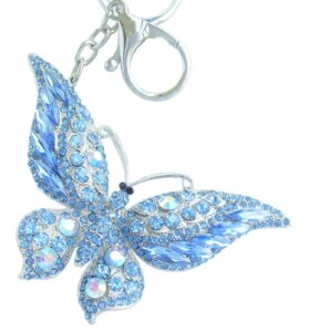 sindary pretty butterfly keychain pendant austrian crystal k4538 (silver-tone blue)