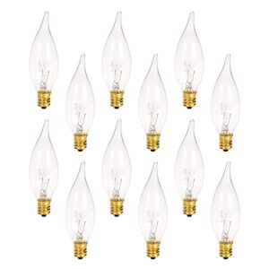 holiday joy - ul listed crystal clear bent tip candelabra replacement bulbs - great for electric window candle lamps - 7w - 120 volts - e12-12 pack