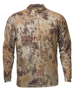 kryptek standard valhalla 2 long sleeve half zip, lightweight camo hunting shirt, highlander, l