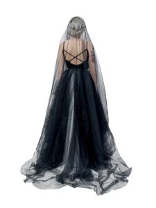 super long 5 mitters veil 1 tier black tulle cut edge wedding bridal veil cathedral veil photography halloween costume accessory headpiece