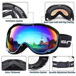 HUBO SPORTS Snow Goggles with OTG for Men Women Adult,Ski Snowboard Goggles of Dual Lens with Anti Fog for UV Protection (BBPGreen)