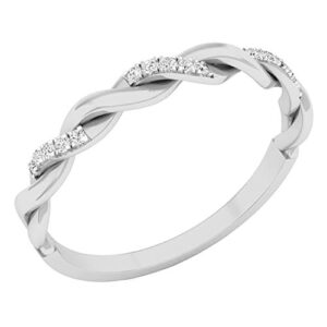 dazzlingrock collection 0.05 carat (ctw) 14k round diamond bridal wedding band stackable swirl ring, white gold, size 6