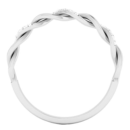 Dazzlingrock Collection 0.05 Carat (ctw) 14K Round Diamond Bridal Wedding Band Stackable Swirl Ring, White Gold, Size 6