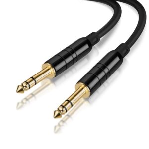 cablecreation 1/4’’ trs cable, [2-pack 6ft] 1/4 inch to 1/4 inch 6.35mm balanced stereo audio cable for studio monitors,mixer,yamaha speaker/receiver,black