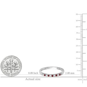 Dazzlingrock Collection Round Garnet & White Diamond Alternate Stone Minimalistic Stackable Ring for Women in 10K Solid White Gold, Size 7