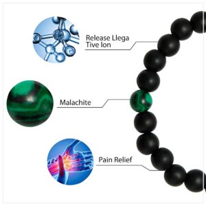 Livtor 2 Pcs Distance Relationship Bracelets Beaded His and Hers Couple Bracelet Black for Men Women