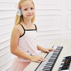 BABY JOY 88 Keys Roll Up Piano, Upgraded Electronic Piano Keyboard, Portable Piano w/Bluetooth, MP3 Headphone USB Input, MIDI OUT, 128 Rhythms, Record, Play, Volume Control (Black, 88Keys)