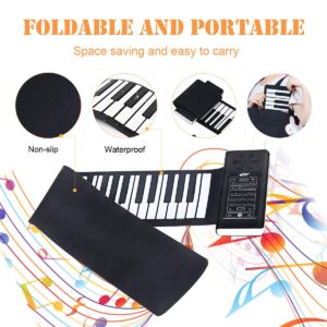 BABY JOY 88 Keys Roll Up Piano, Upgraded Electronic Piano Keyboard, Portable Piano w/Bluetooth, MP3 Headphone USB Input, MIDI OUT, 128 Rhythms, Record, Play, Volume Control (Black, 88Keys)