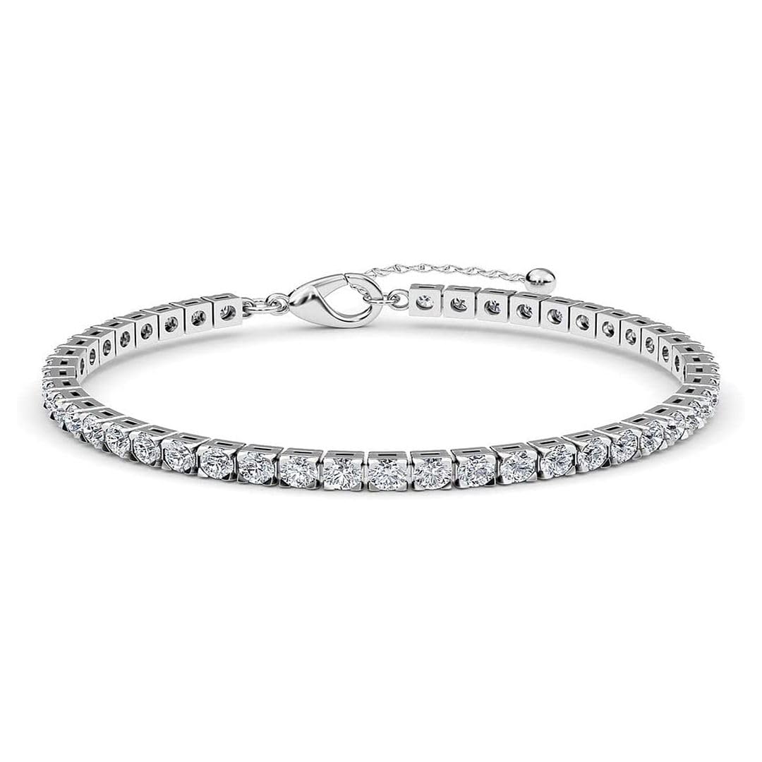 Shop LC Stainless Steel Tennis Bracelet - Adjustable Cubic Zirconia Bracelet for Women - Dainty CZ Crystal Bridal Bracelets - 7" Length with a 2" Extender Costume Jewelry for Women Birthday Gifts for