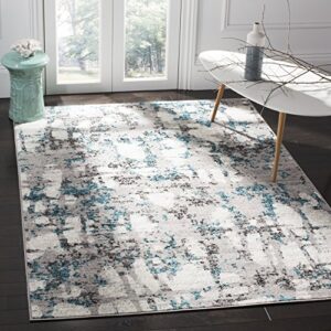 safavieh skyler collection area rug - 8' x 10', grey & blue, modern abstract design, non-shedding & easy care, ideal for high traffic areas in living room, bedroom (sky193b)