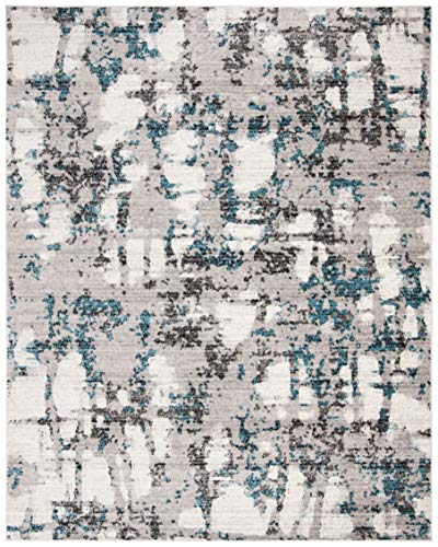 SAFAVIEH Skyler Collection Area Rug - 8' x 10', Grey & Blue, Modern Abstract Design, Non-Shedding & Easy Care, Ideal for High Traffic Areas in Living Room, Bedroom (SKY193B)