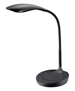 bostitch office kt-vled1502-blk gooseneck led desk lamp with usb charging port, dimmable, black