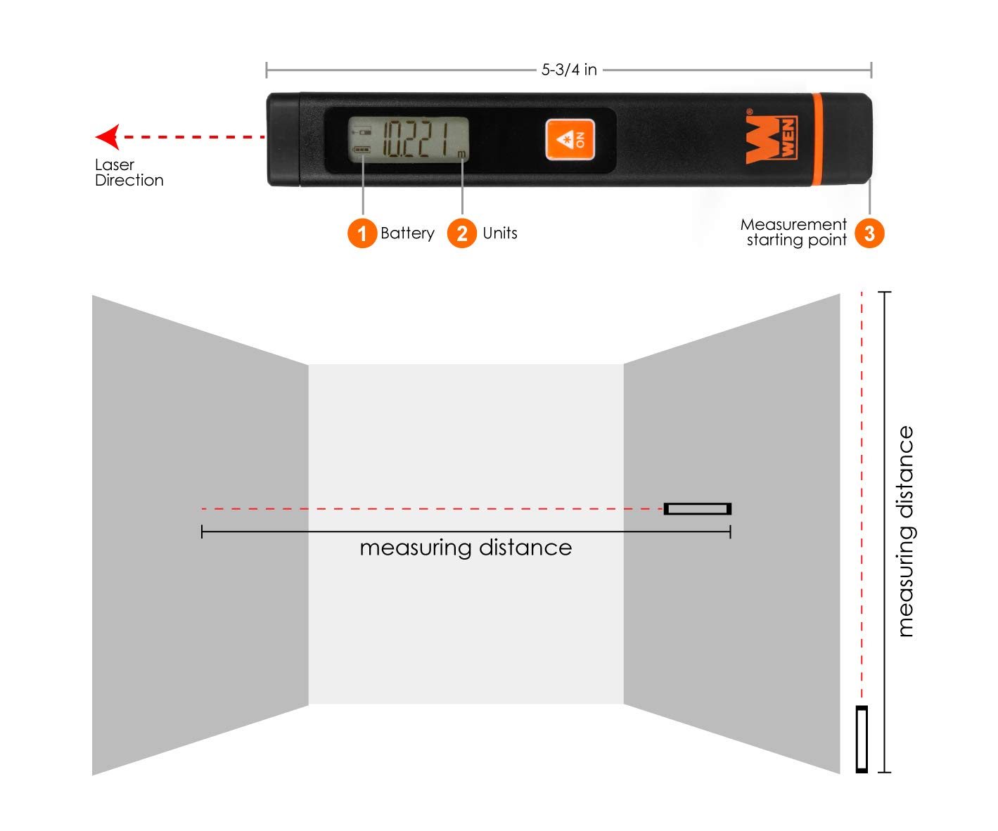 WEN 10110 Multi-Unit Pocket Laser Distance Measure