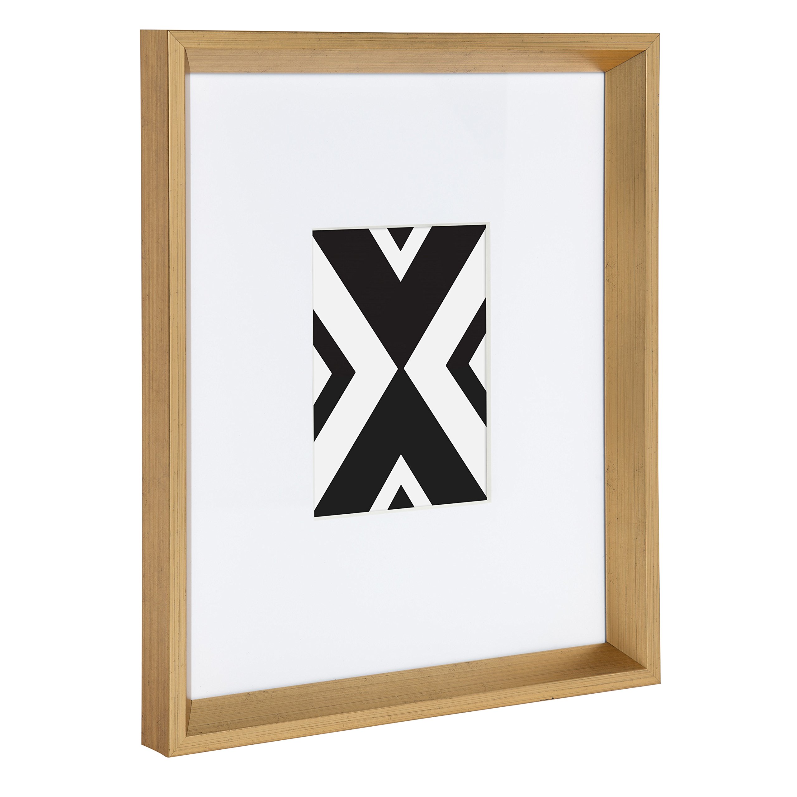 Kate and Laurel Calter 6 Framed Modern Black and White Geometric Abstract Art Prints, Gold