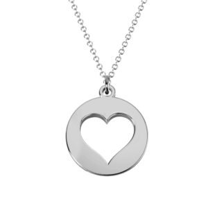 tsd sterling silver 'shape of my heart' cutout disc necklace by jewlr