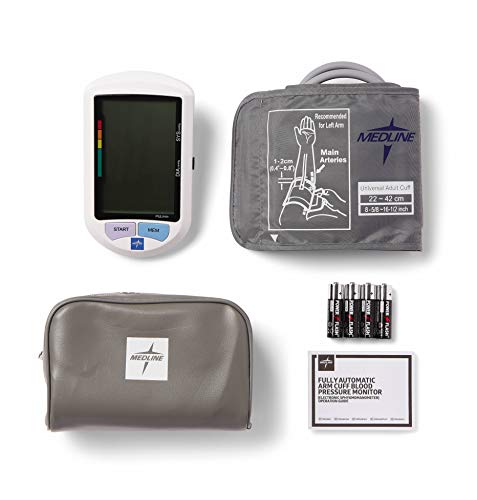 Medline Elite Automatic Digital Blood Pressure Monitor with Large Display Screen, Universal Upper Arm Cuff (fits arms 22-42 cm), Batteries and Carrying Case Included, MDS3001, Basic