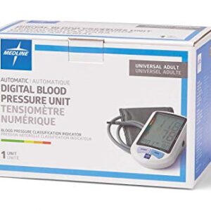 Medline Elite Automatic Digital Blood Pressure Monitor with Large Display Screen, Universal Upper Arm Cuff (fits arms 22-42 cm), Batteries and Carrying Case Included, MDS3001, Basic