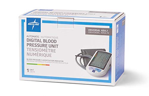 Medline Elite Automatic Digital Blood Pressure Monitor with Large Display Screen, Universal Upper Arm Cuff (fits arms 22-42 cm), Batteries and Carrying Case Included, MDS3001, Basic