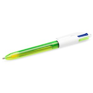 BIC 4-Color Fluo Ballpoint Pen, Medium/Bold Point (1.0/1.6 mm), Assorted Inks, 3-Count