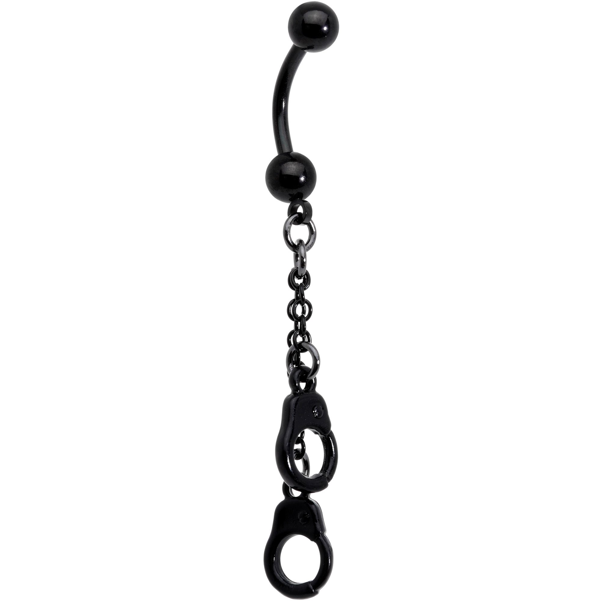 Body Candy 14G 316L Black PVD Steel Navel Ring Piercing Handcuff Reversible Dangle Belly Button Ring