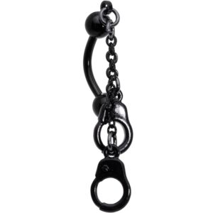 Body Candy 14G 316L Black PVD Steel Navel Ring Piercing Handcuff Reversible Dangle Belly Button Ring