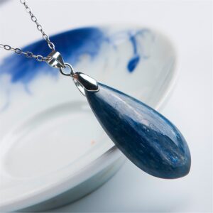 Genuine Deep Blue Natural Kyanite Gemstone Crystal Necklaces Pendant 41x13x5mm