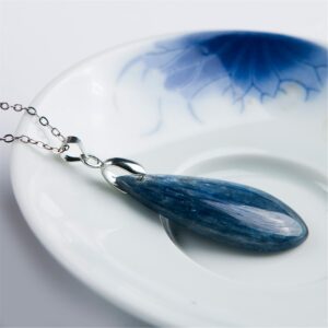 Genuine Deep Blue Natural Kyanite Gemstone Crystal Necklaces Pendant 41x13x5mm