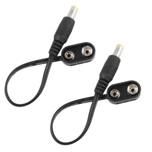 mr.power 9v battery clip converter power cable snap connector 2.1mm 5.5mm plug for guitar effect pedal (straight angle, 2 cable) plug for guitar effect pedal (2 cable)