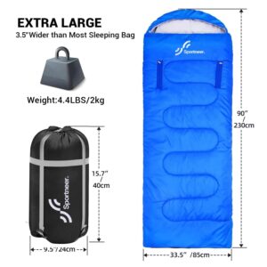 Sleeping Bag, Sportneer Wearable XL Sleeping Bags for Adults with Arm Zipper Holes Sleeping Bags Winter Cold Weather Kids Sleeping Bag for Camping Hiking Backpacking Outdoor Travel (Blue)