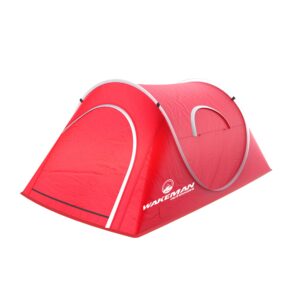 2 person pop up tent with dual-layer door and carry bag - water-resistant tent for camping, hiking, or beach use by wakeman outdoors (red)