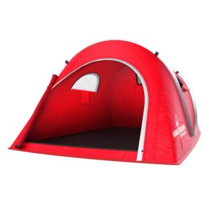 2 Person Pop Up Tent with Dual-Layer Door and Carry Bag - Water-Resistant Tent for Camping, Hiking, or Beach Use by Wakeman Outdoors (Red)