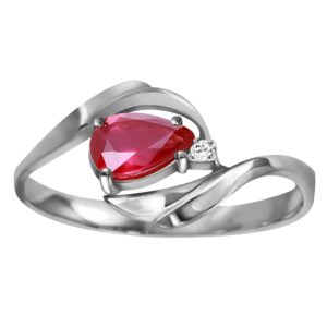 galaxy gold gg 0.61 ct 14k white solid gold ring pear shape ruby round diamond (white-gold, 8)