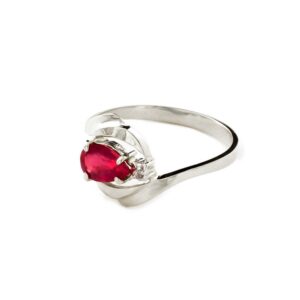 Galaxy Gold GG 0.61 ct 14k White Solid Gold Ring Pear Shape Ruby Round Diamond (White-Gold, 8)