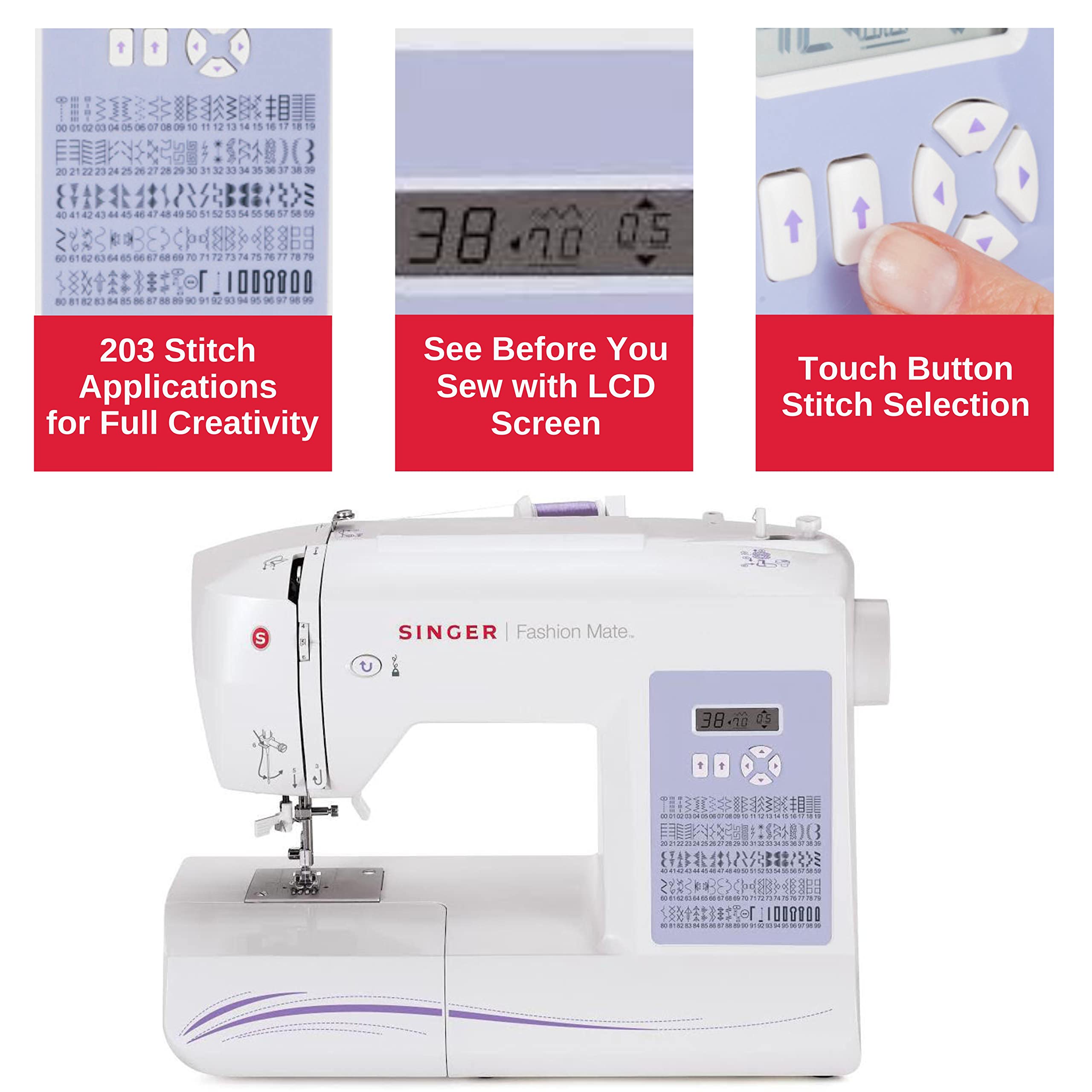 SINGER | 5560 Computerized Sewing Machine with Included Accessory Kit, Hard Cover & Extension Table, 203 Stitch Applications - Perfect for Beginners