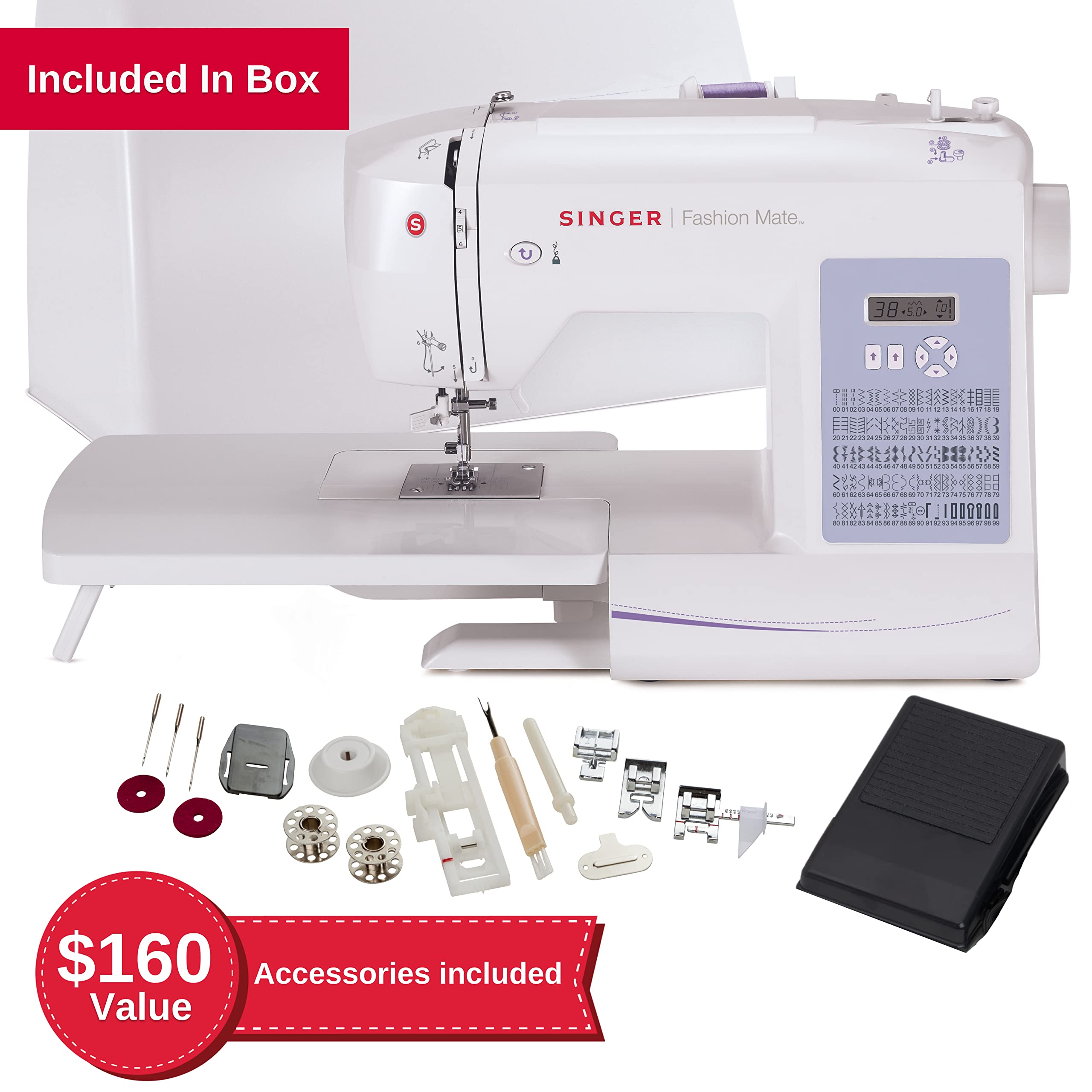 SINGER | 5560 Computerized Sewing Machine with Included Accessory Kit, Hard Cover & Extension Table, 203 Stitch Applications - Perfect for Beginners