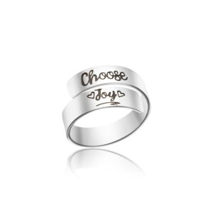 yiyang wrap silver rings for women promise gifts birthday jewelry for her inspirational (choose joy)