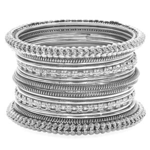 aheli oxidized bohemian bangles set indian traditional antique multiple textured bracelet chudha for women girls ethnic stylish party wedding wear jewelry