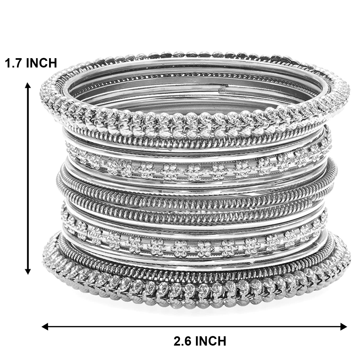 Aheli Oxidized Bohemian Bangles Set Indian Traditional Antique Multiple Textured Bracelet Chudha for Women Girls Ethnic Stylish Party Wedding Wear Jewelry