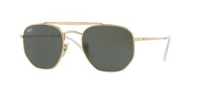 ray-ban rb3648 the marshal 001 54m gold/green hexagonal sunglasses for men for women + bundle with designer iwear eyewear kit