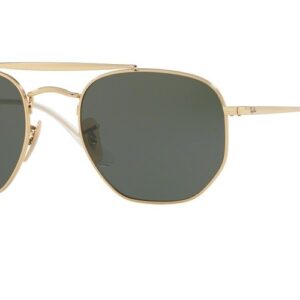 Ray-Ban RB3648 THE MARSHAL 001 54M Gold/Green Hexagonal Sunglasses For Men For Women + BUNDLE with Designer iWear Eyewear Kit