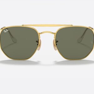 Ray-Ban RB3648 THE MARSHAL 001 54M Gold/Green Hexagonal Sunglasses For Men For Women + BUNDLE with Designer iWear Eyewear Kit