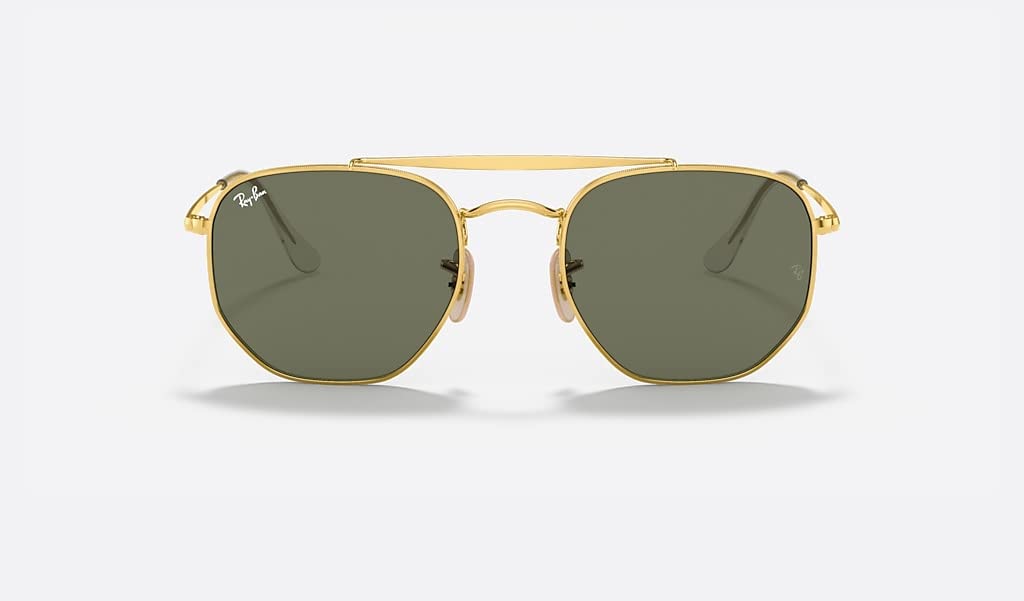 Ray-Ban RB3648 THE MARSHAL 001 54M Gold/Green Hexagonal Sunglasses For Men For Women + BUNDLE with Designer iWear Eyewear Kit