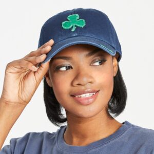 Life is Good. Tattered Chill Cap Applique Shamrock, Darkest Blue