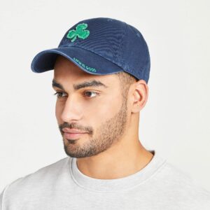 Life is Good. Tattered Chill Cap Applique Shamrock, Darkest Blue