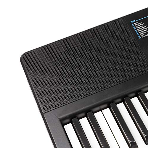 RockJam Compact 61 Key Keyboard with Sheet Music Stand, Power Supply, Piano Note Stickers & Simply Piano Lessons